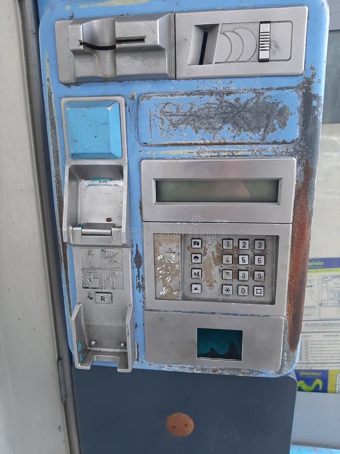 Old Abandoned Blue Coin Operated Pay Phone Stock Photo - Image of ...