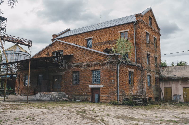 Old Abandoned Brick Warehouse or Small Factory Stock Image - Image of ...