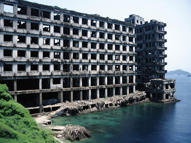 Old Abandoned Building in the City of the Island Stock Illustration ...