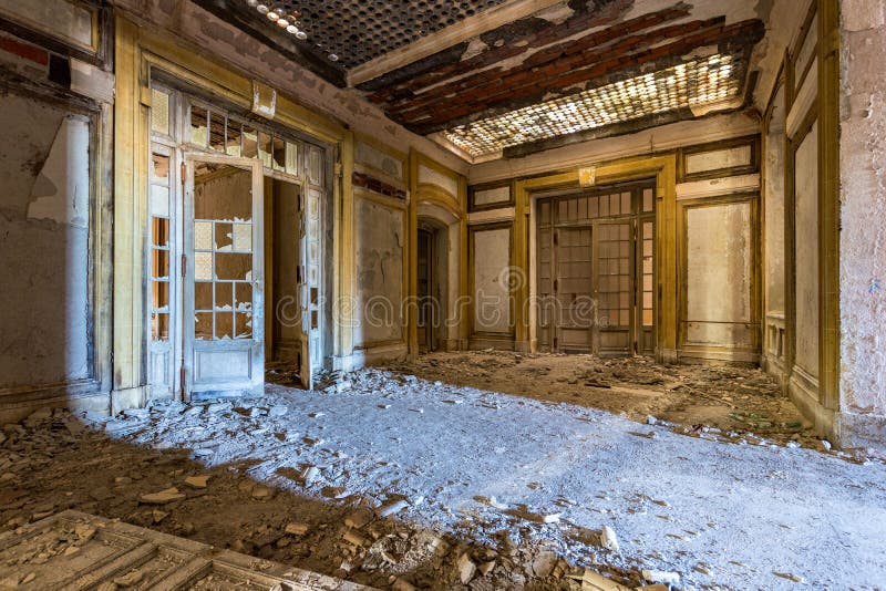 Old Abandoned Building with the Decayed Doors Stock Photo - Image of ...