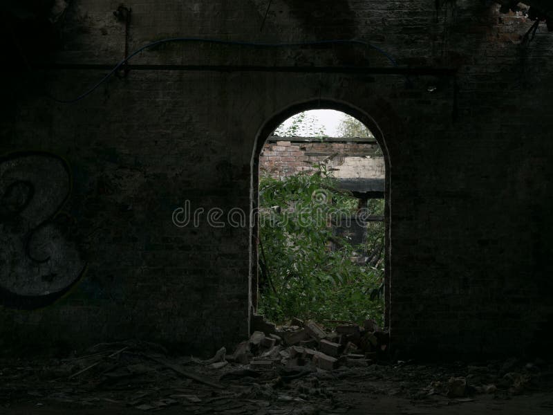 Old Abandoned Building Doorway with Bricks from Inside Stock Image ...