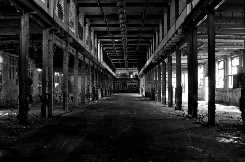 Abandoned Warehouse with Large Windows Stock Image - Image of large ...