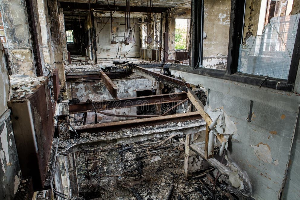 Old abandoned building stock photo. Image of room, fire - 42685080