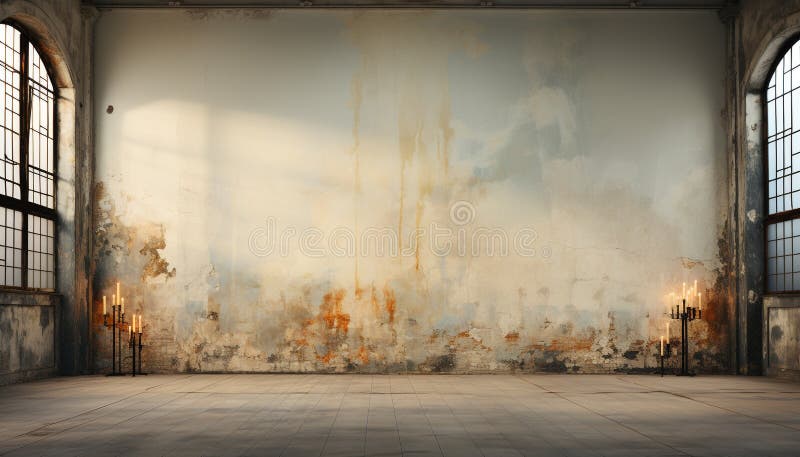 Old, Abandoned Building with Rusty Metal and Stained Concrete Walls ...