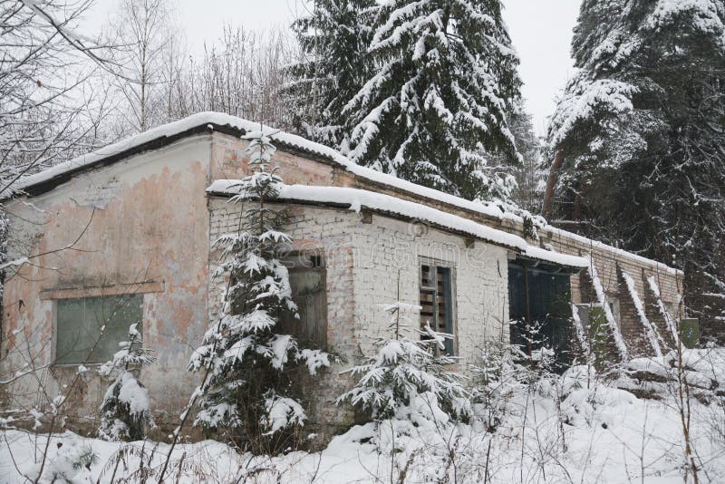 An Old Abandoned Building in Winter Stock Image - Image of aged ...