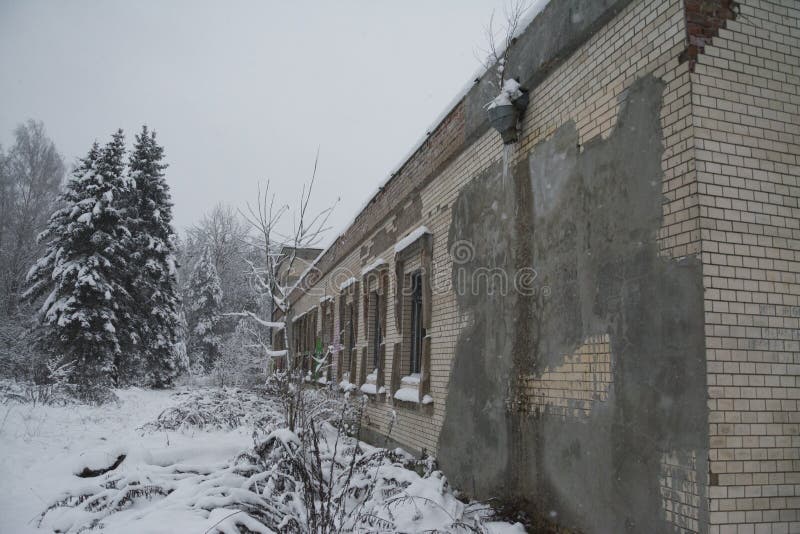 An Old Abandoned Building in Winter Stock Photo - Image of antique ...
