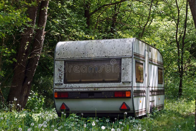 Old abandoned caravan stock image. Image of holiday - 183896839