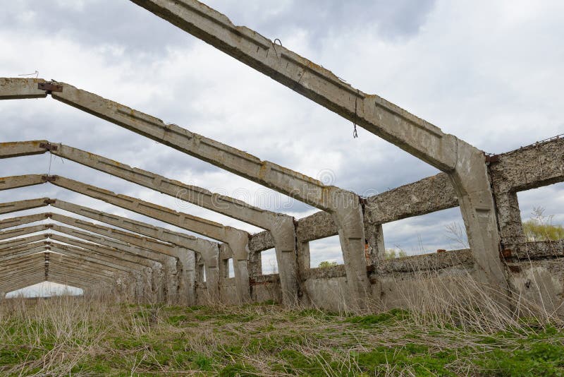 Old Abandoned Carcass of the Building Stock Photo - Image of grass ...