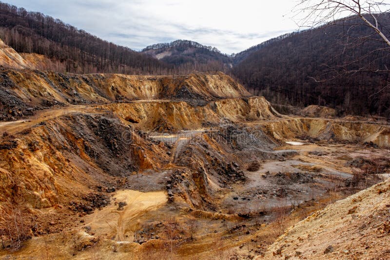 Old Abandoned Copper and Gold Surface Mine Stock Photo - Image of dirt ...