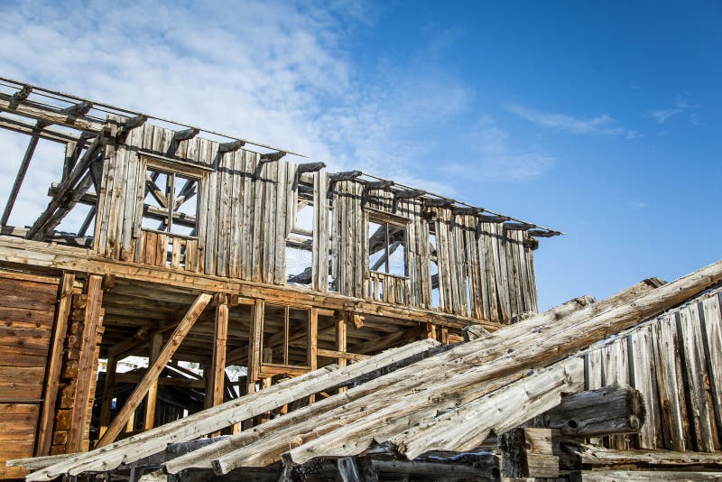 An Old, Abandoned Copper Mine Building in the Snowy Landscape Stock ...