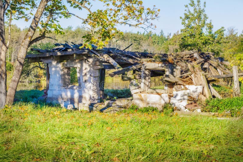 Old Abandoned Damaged Building Stock Image - Image of timber, broken ...