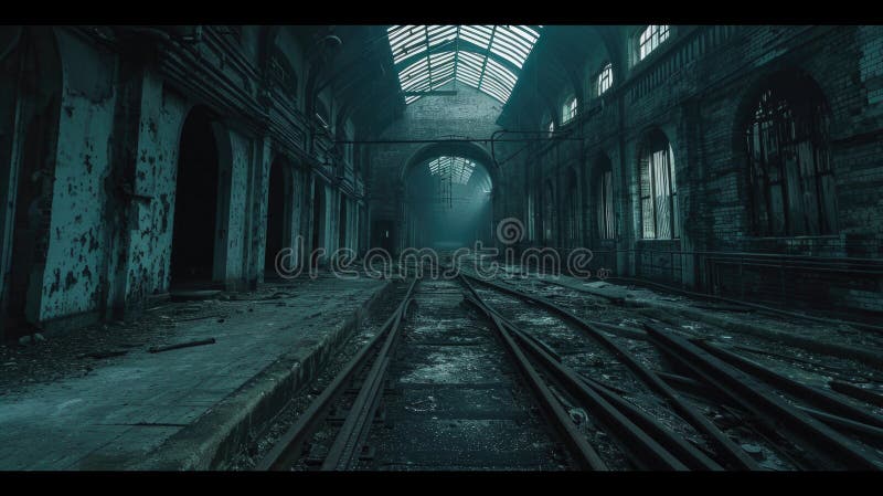 Old Abandoned Dark Train Station Stock Image - Image of grunge ...