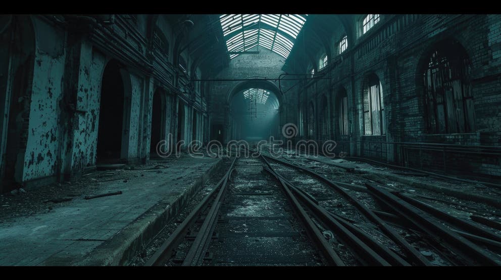Old Abandoned Dark Train Station Stock Image - Image of grunge ...