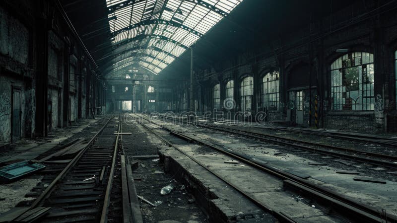 Old Abandoned Dark Train Station Stock Photo - Image of empty, industry ...