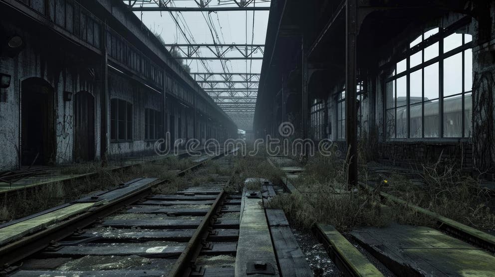 Old Abandoned Dark Train Station Stock Photo - Image of industrial ...