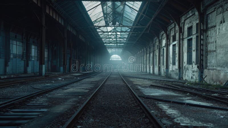 Old Abandoned Dark Train Station Stock Image - Image of empty, grunge ...