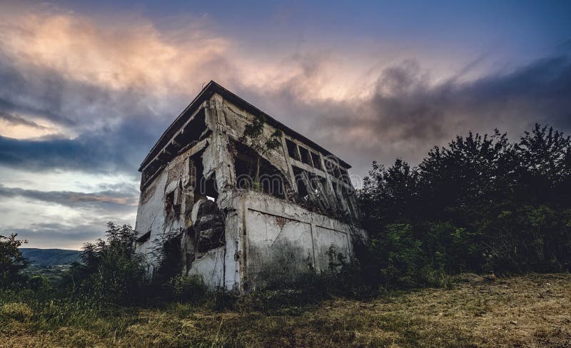 Old Abandoned and Destroyed Building by the War or by a Natural ...