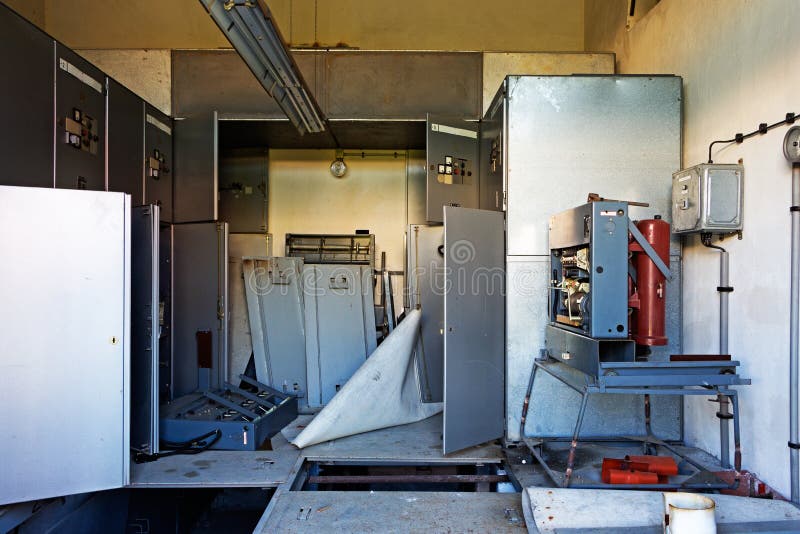 Old and Abandoned Electricity Substation Stock Image - Image of system ...