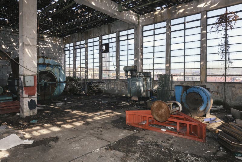 Old abandoned factories stock photo. Image of interior - 89148616