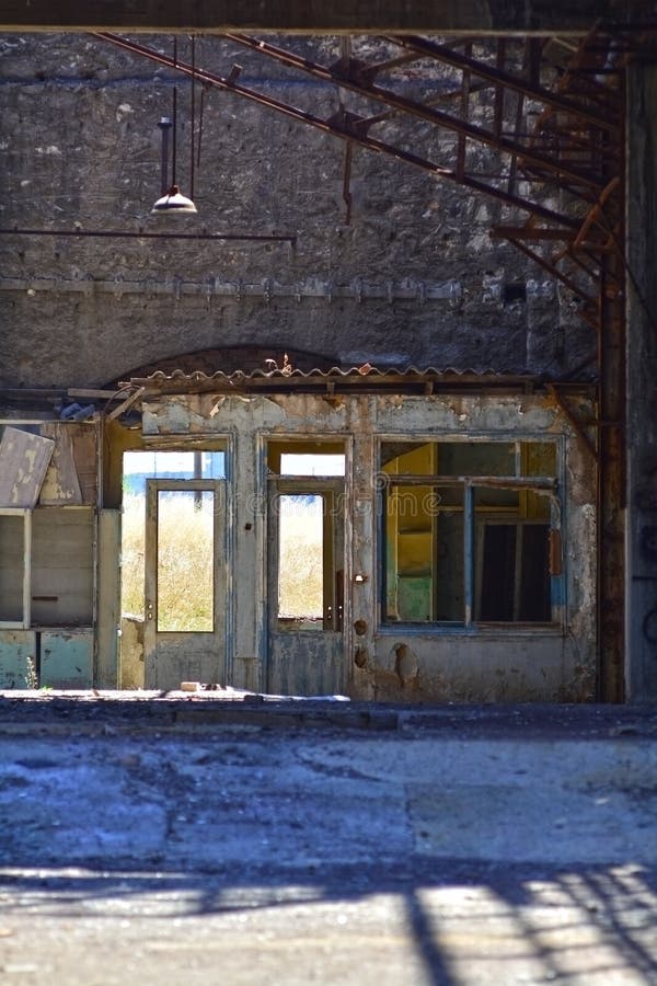 Old abandoned factory stock photo. Image of perspective - 55368446