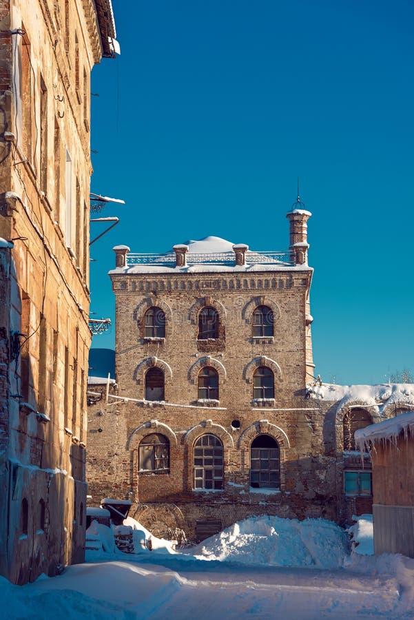 An Ancient Architectural Building in Winter in an Abandoned State Stock ...