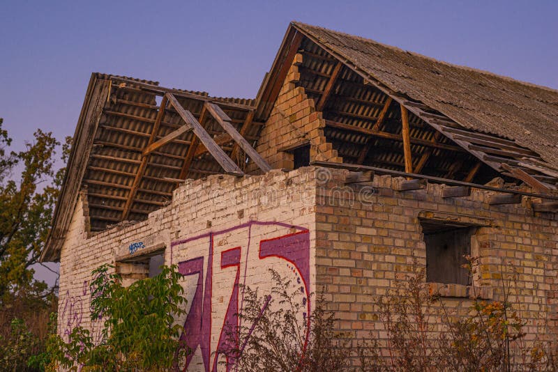 Old Abandoned Farm Brick Building Stock Photo - Image of architecture ...
