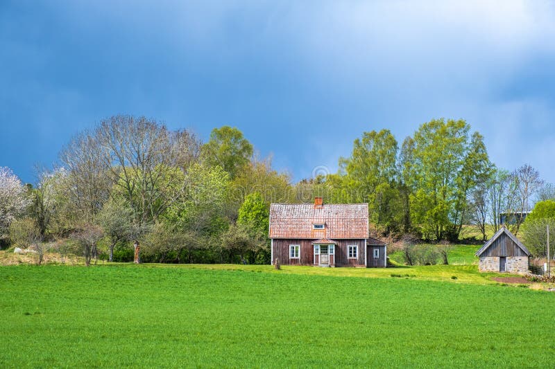 Old Abandoned Farmhouse at a Field Stock Image - Image of rural ...