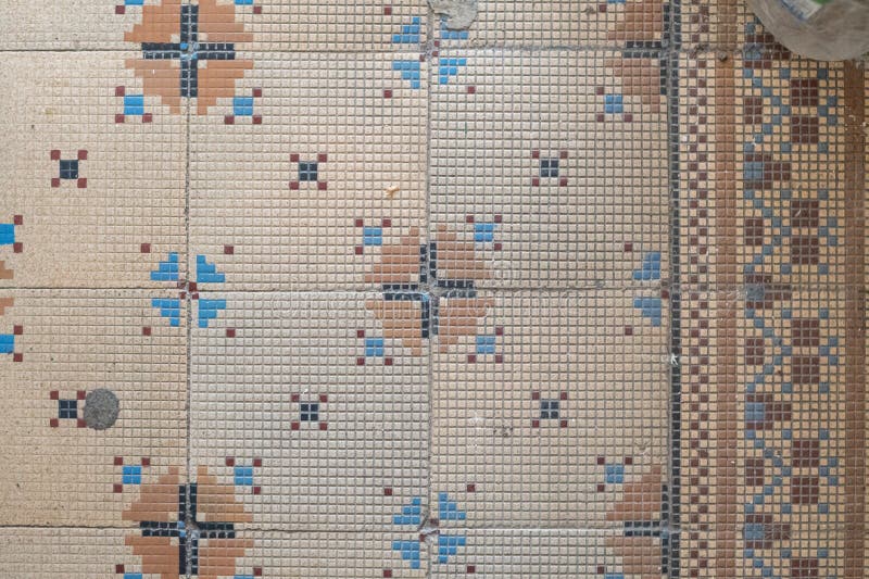 Old Abandoned Floor with Decorative Tiles of the 19th Century Stock ...