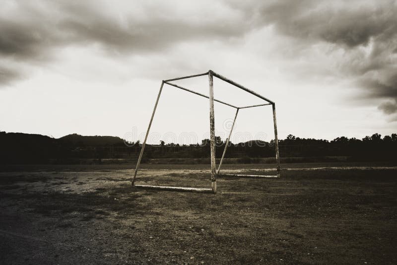 Old Abandoned Football Goal Post Standing on Field Stock Image - Image ...