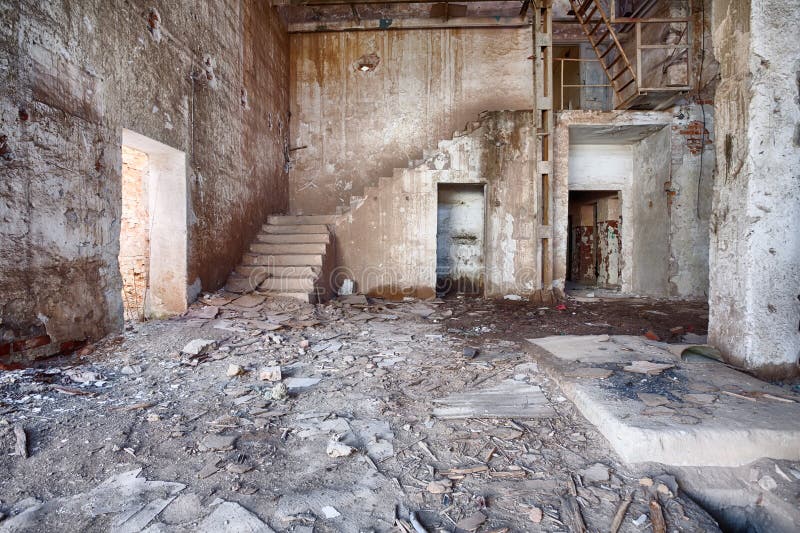 Abandoned Industrial Interior Stock Photo - Image of broken ...