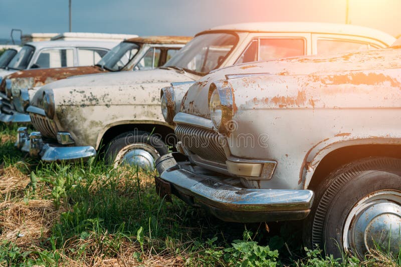 Old Abandoned and Forgotten Rusty Vintage Retro Car in Bad Condition ...