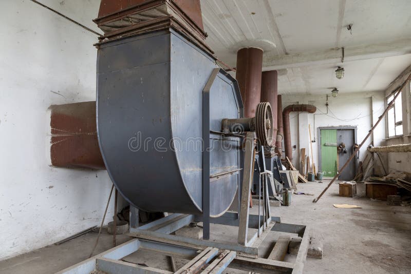 An Old Abandoned Hall with Ventilation Equipment Stock Image - Image of ...