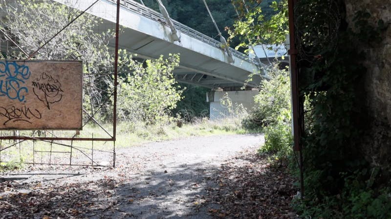 An Old Abandoned Highway in the Mountains. Rock and Tree Collapses ...