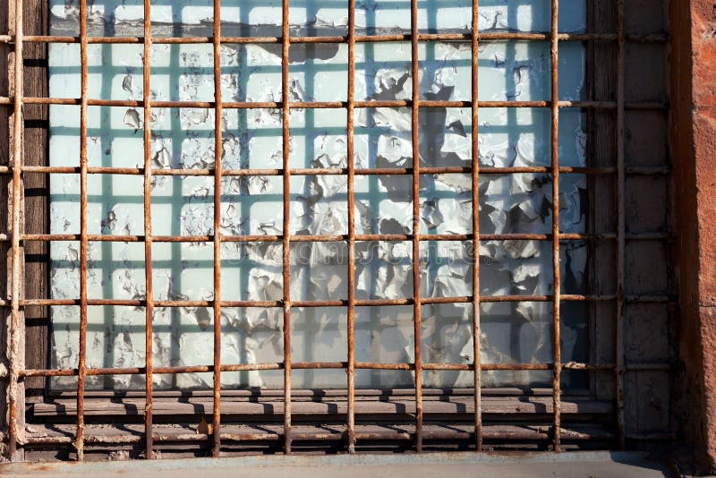 Old Abandoned House with Broken Windows, Rusted Gratings Stock Image ...