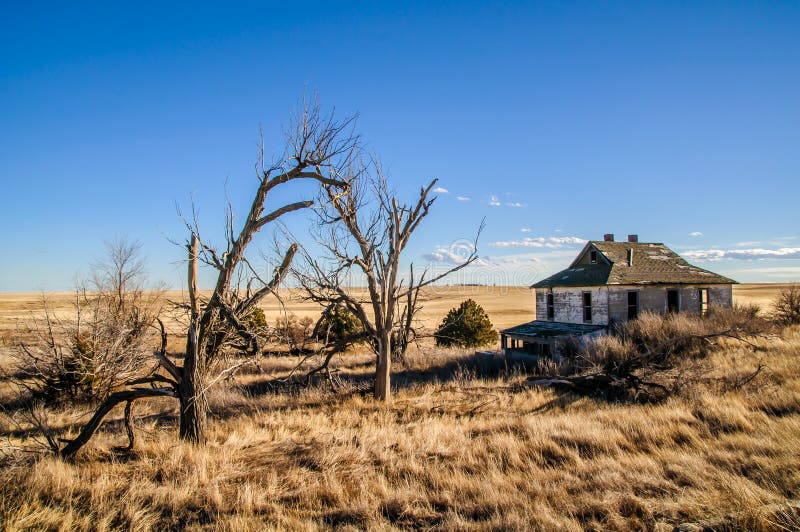 Old Abandoned House in an Empty Field Stock Photo - Image of rustic ...