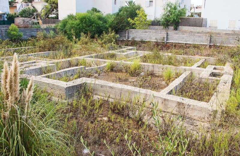 Old Abandoned House Foundation. Stock Image - Image of formwork, home ...