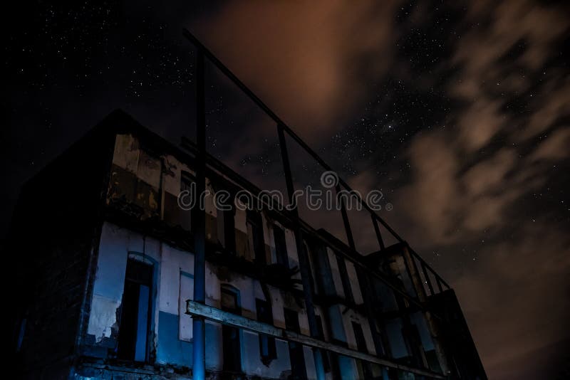 Old Abandoned House at Night Stock Photo - Image of dark, ancient ...
