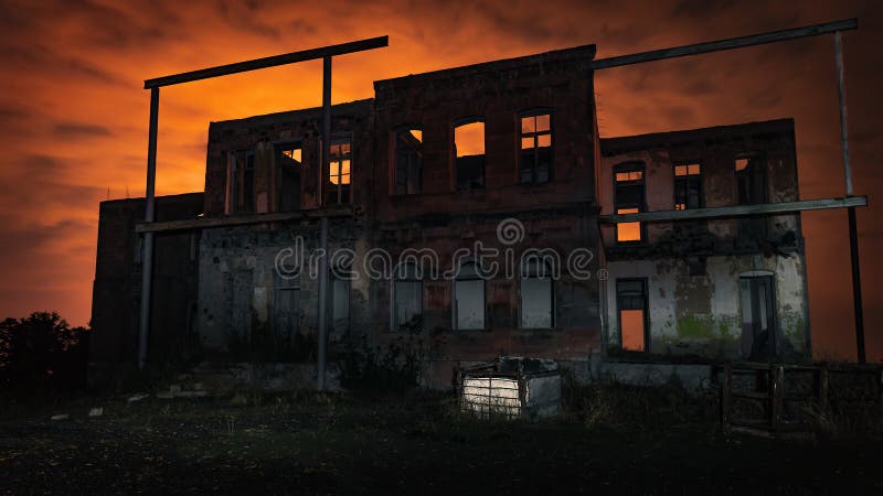 Old Abandoned House at Night Stock Photo - Image of damaged, black ...