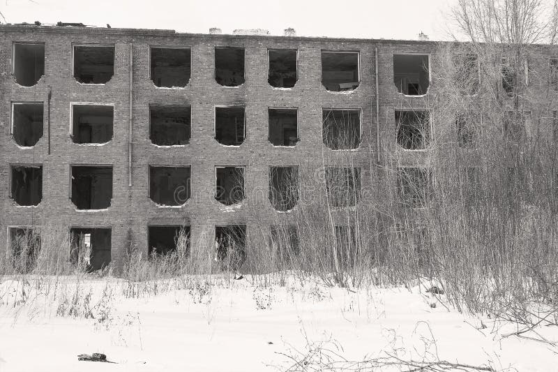 The Old Abandoned House without Windows Stock Image - Image of ...