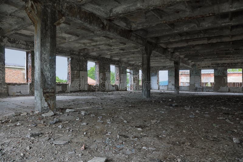 An Old Abandoned Industrial Building Stock Photo - Image of house ...