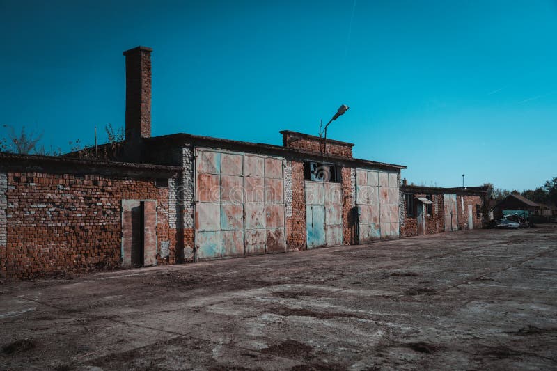 Old Abandoned Industrial Buildings with Brick Walls Stock Photo - Image ...