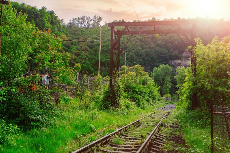 Old Abandoned Overgrown Railway Station Stock Image - Image of heap ...