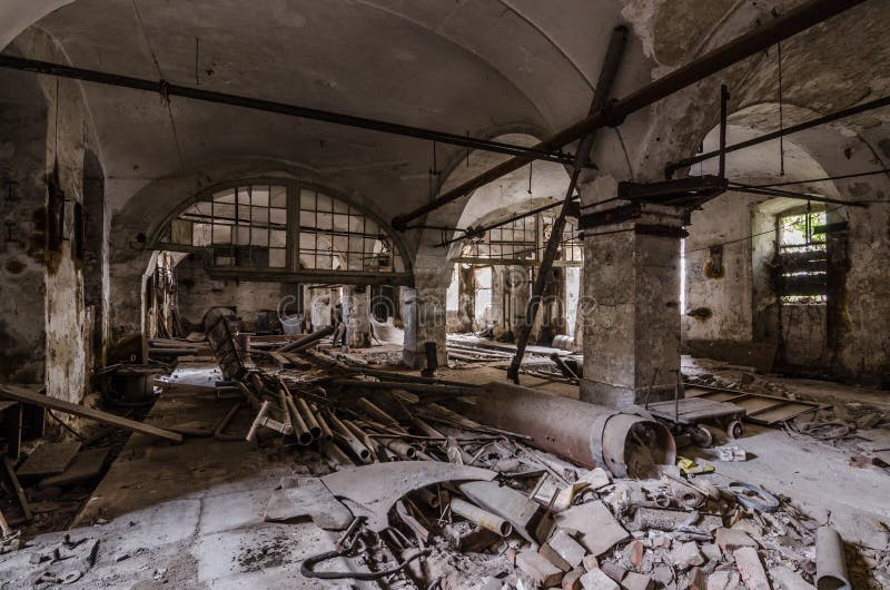 Old paper mill with vault stock photo. Image of expire - 104893594