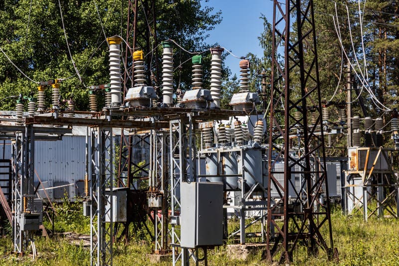 Old Abandoned Power Plant with Rusty Wires, Structures Stock Photo ...