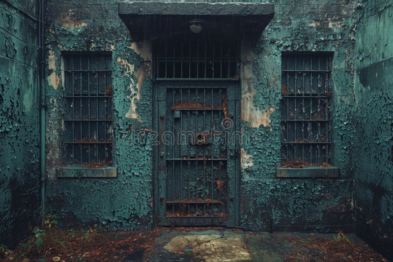 An Old Abandoned Prison. a Room with Bars Stock Image - Image of ...