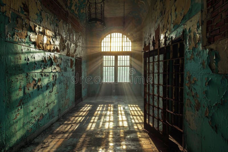 An Old Abandoned Prison. a Room with Bars Stock Image - Image of ...