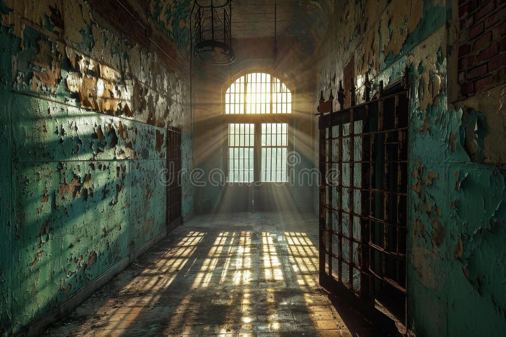An Old Abandoned Prison. a Room with Bars Stock Image - Image of ...