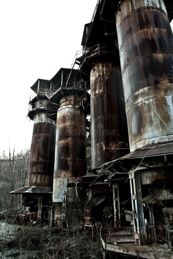 Old Abandoned Quarry, Rusty Silos Stock Image - Image of rusty, wheat ...