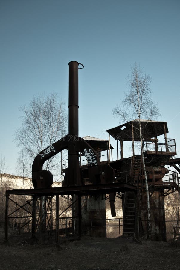 Old Abandoned Quarry, Rusty Silos Stock Image - Image of container ...