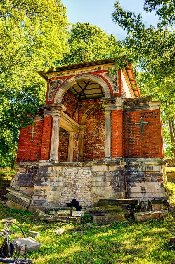 An Old, Abandoned Red Brick Chapel Stock Photo - Image of brick ...